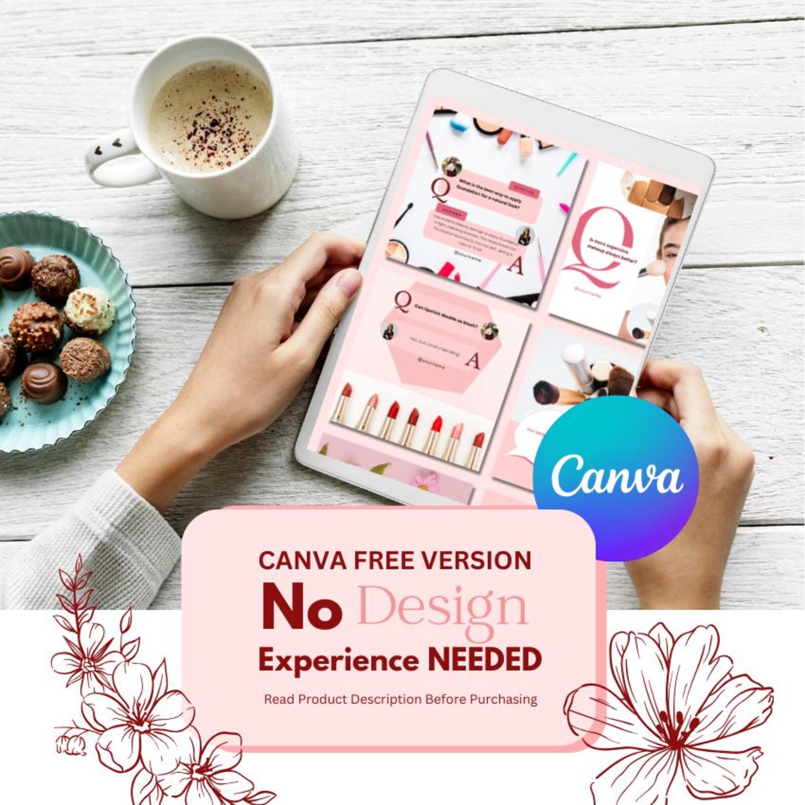 20 Editable Makeup Q&A Canva Templates | Social Media Beauty Question ...