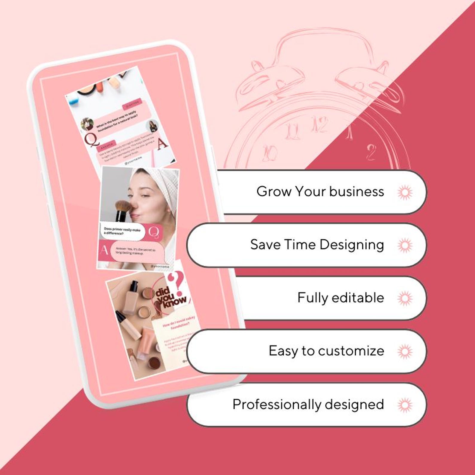 20 Editable Makeup Q&A Canva Templates | Social Media Beauty Question ...