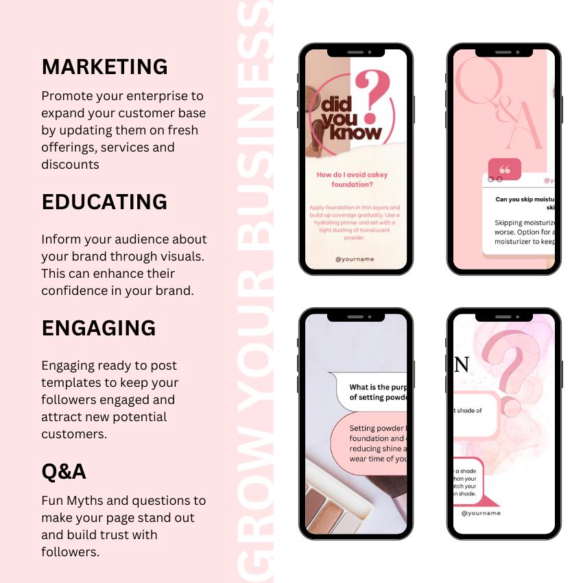 20 Editable Makeup Q&A Canva Templates | Social Media Beauty Question ...