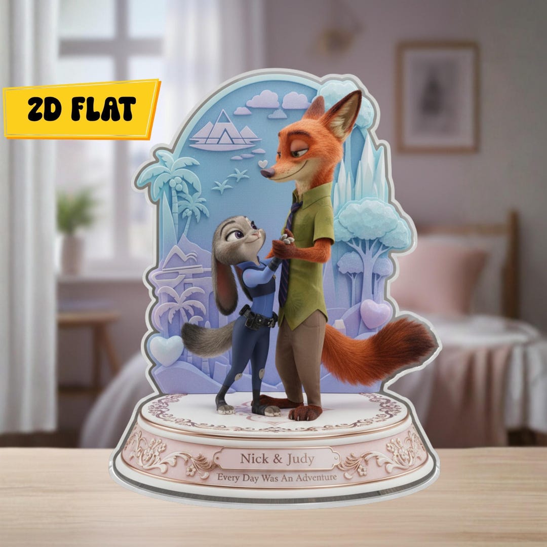 Nick and Judy Shaped Acrylic Plaque Zootopia Love Sign Romantic ...