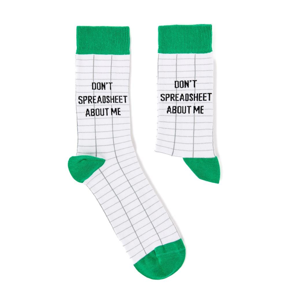 Unisex Don't Spreadsheet About Me Socks Fun Gifts Cotton Rich 1 Pair ...