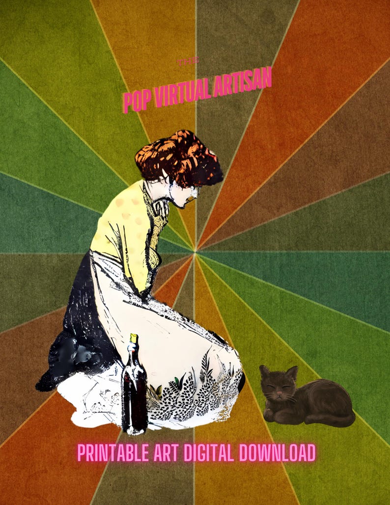 Vintage Childless Cat Lady Poster Print Retro Wall Art Digital Download ...