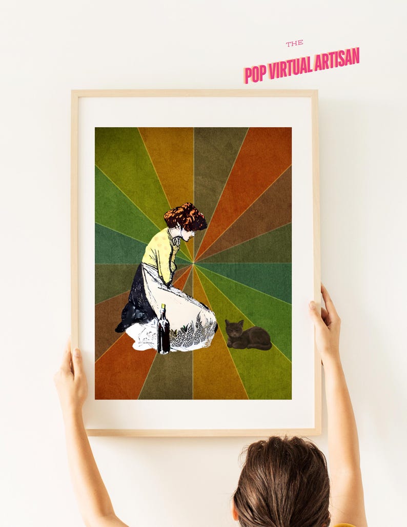 Vintage Childless Cat Lady Poster Print Retro Wall Art Digital Download ...