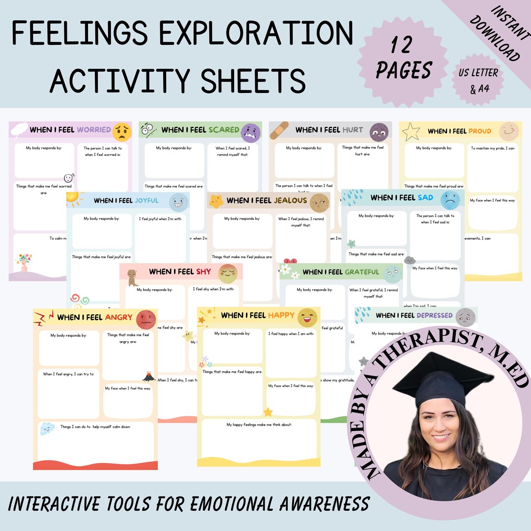 Therapy Worksheets, Emotional Regulation, Kids Feelings Exploration ...