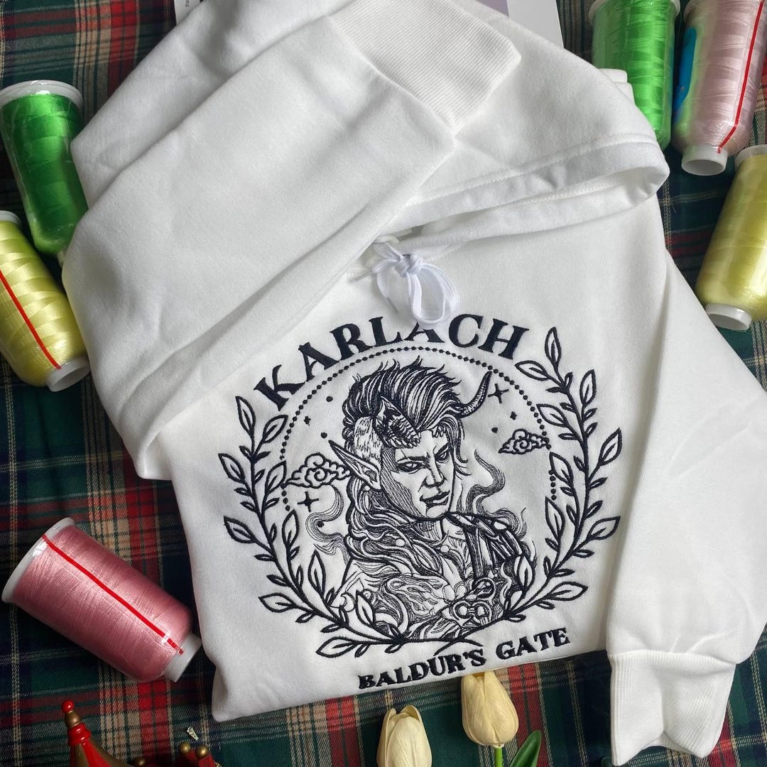 Karlach Embroidered Hoodie, Baldur's Gate Sweatshirt, Karlach Wear, Bg3 ...