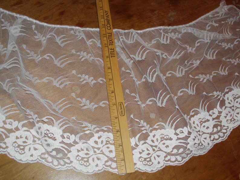 12 Inch Wide WHITE Gathered Lace Trim 3yds XD616 - Etsy