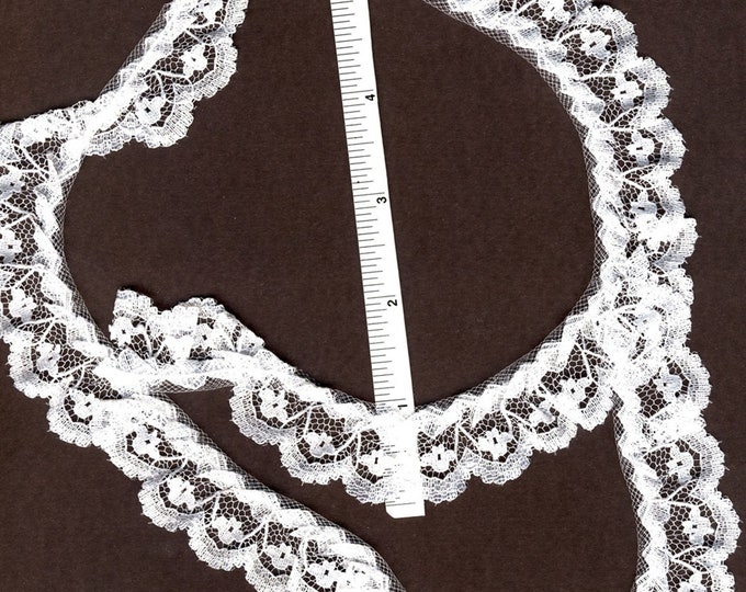 1 Inch Wide White Gathered Lace Trim 25 Yds XD611 - Etsy