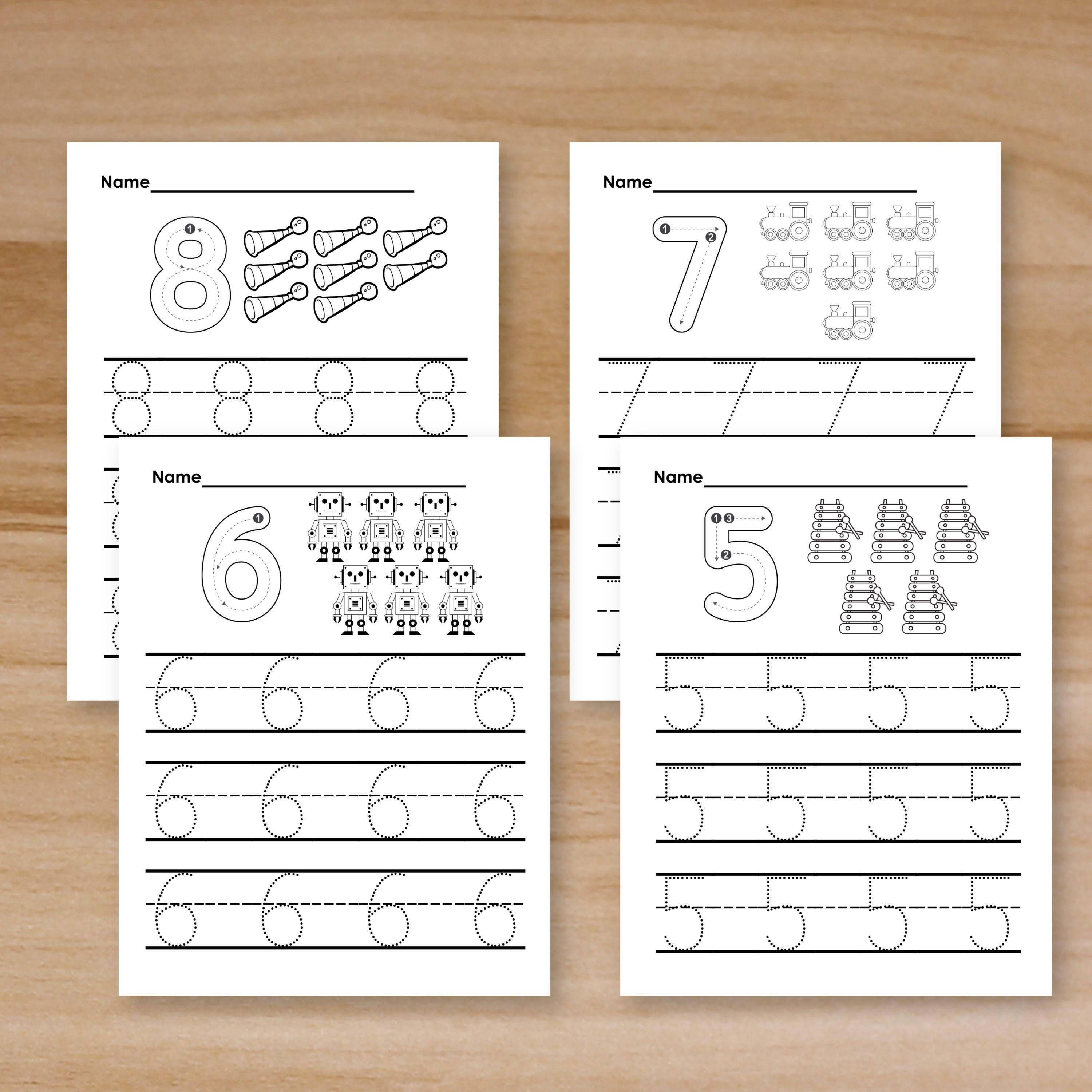 Number Tracing Printable Worksheets for Prek Handwriting Practice ...
