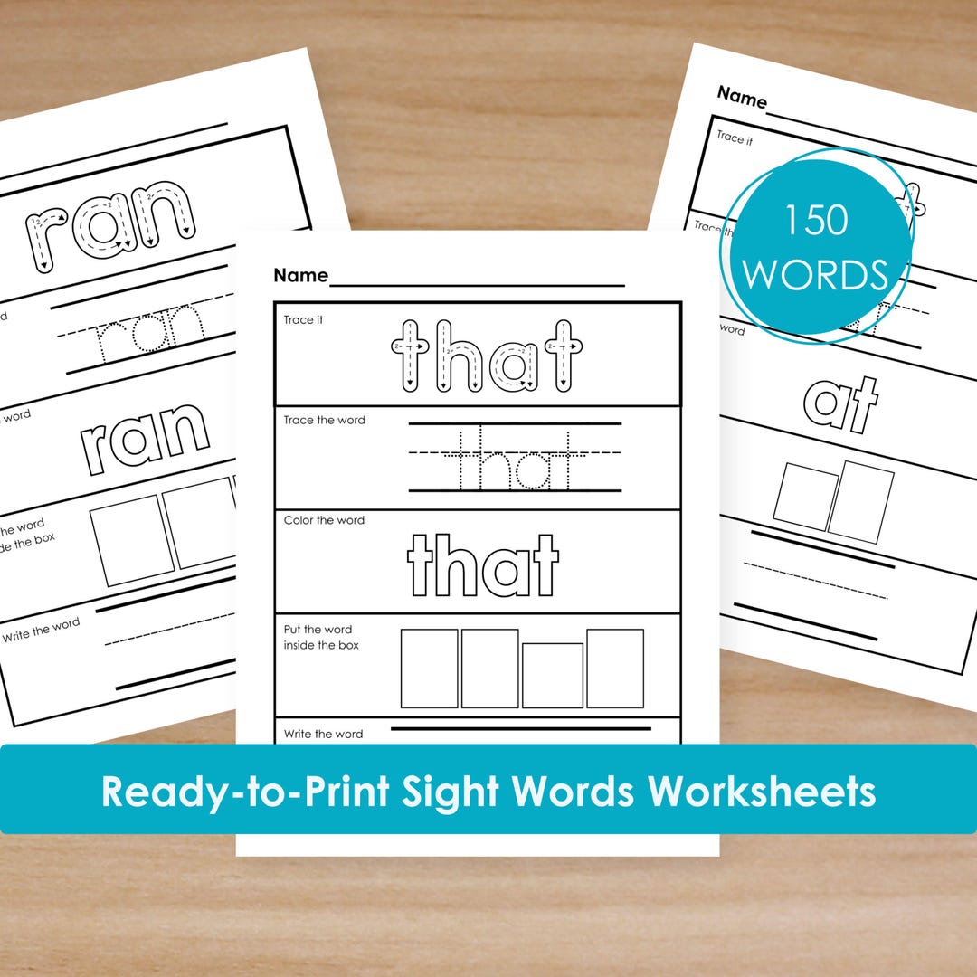 150 Pages Sight Words Printable Worksheet for Preschool Tracing Letter ...