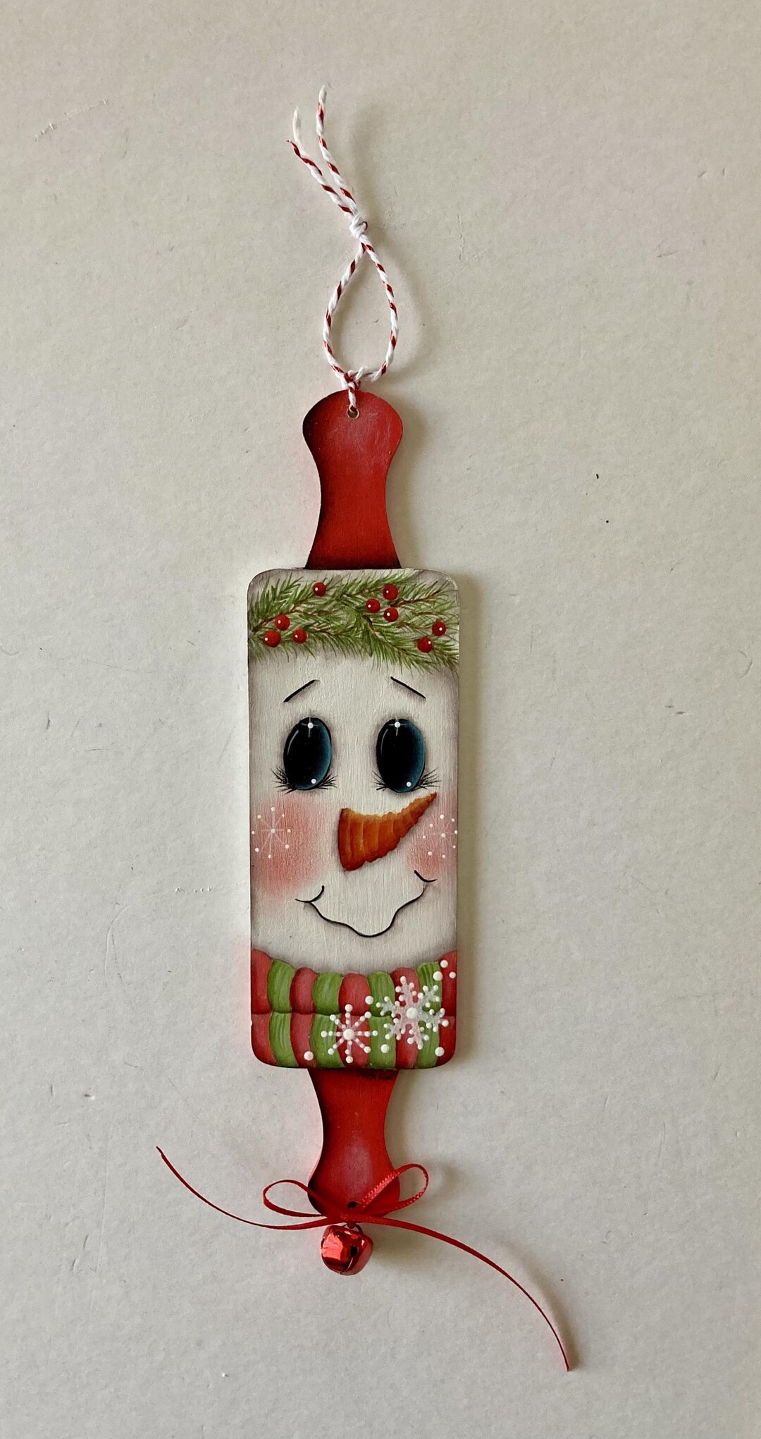 Snowman Christmas Ornament, Rolling Pin Tree Decoration, Kichen ...