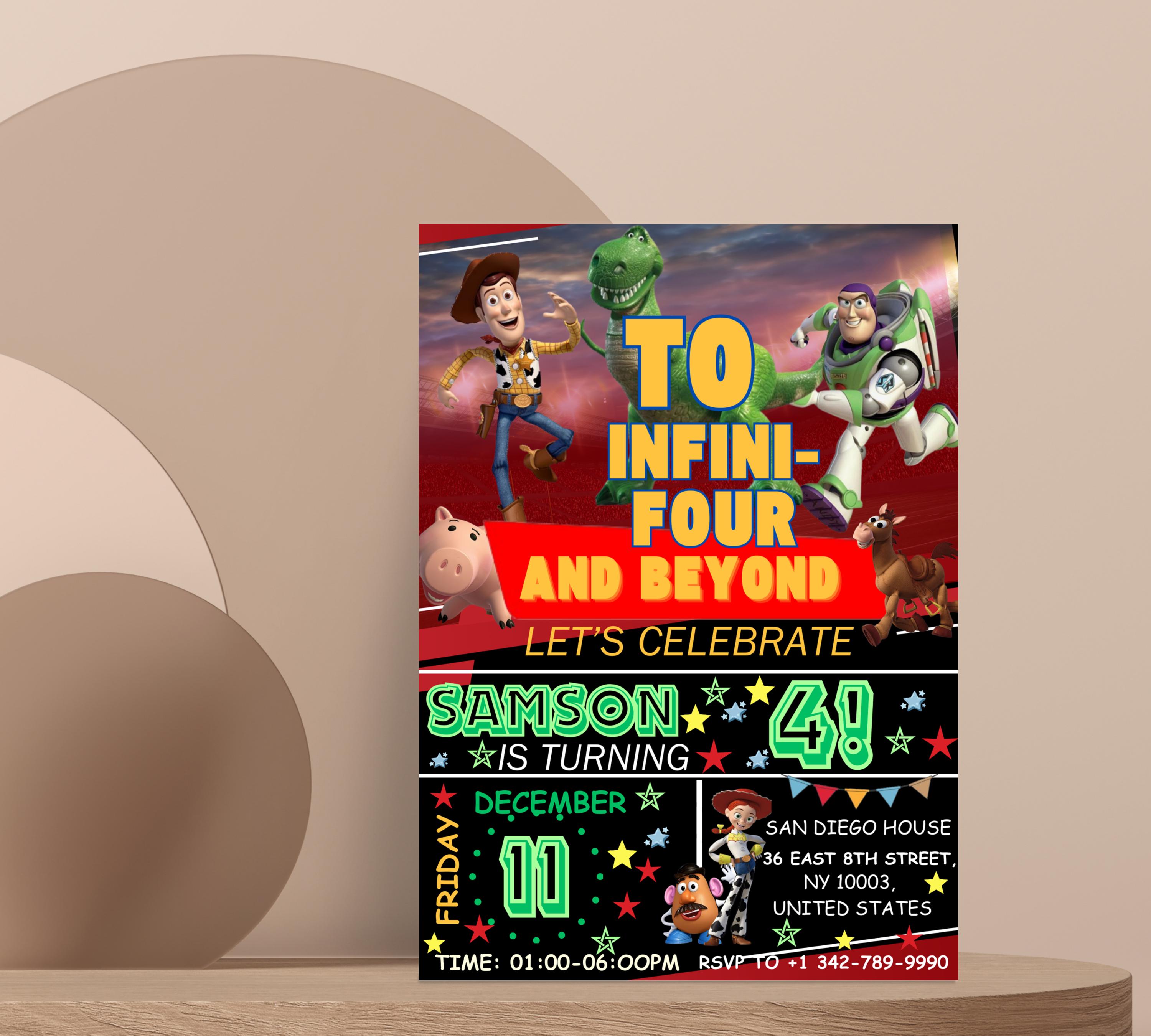 Toy Story Kids Birthday Invitation, 4th Birthday Toy Story Birthday ...