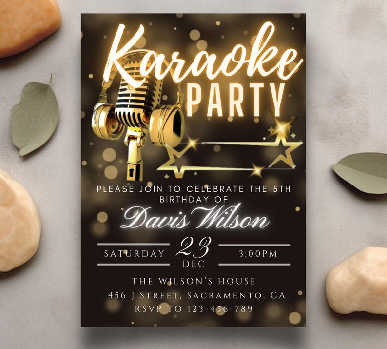 Karaoke Birthday Party Invitation, Singing, Music Birthday Party Invite ...