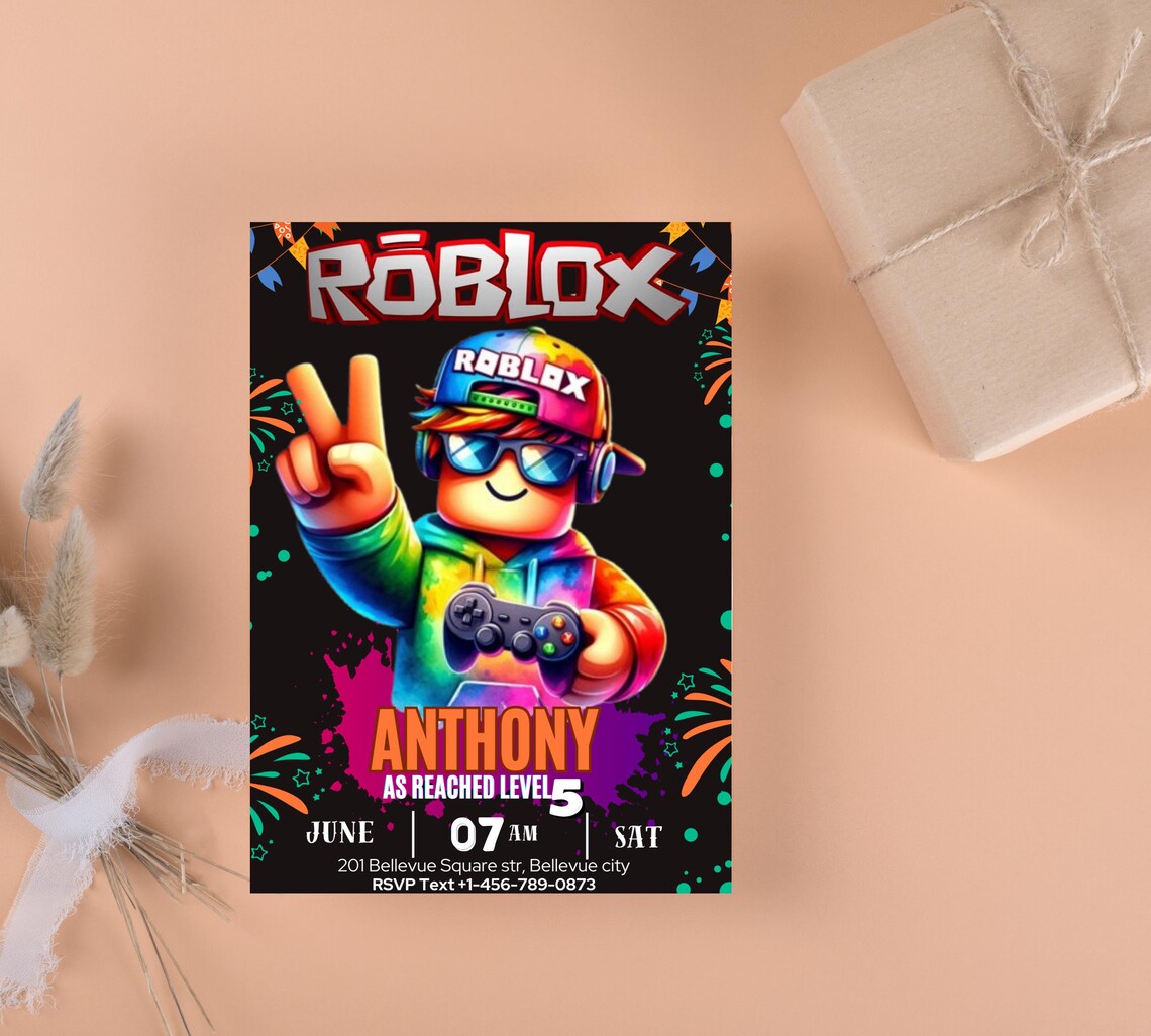 Editable Roblox Invitation, Roblox Invite, Gamer Party Invite, Roblox ...