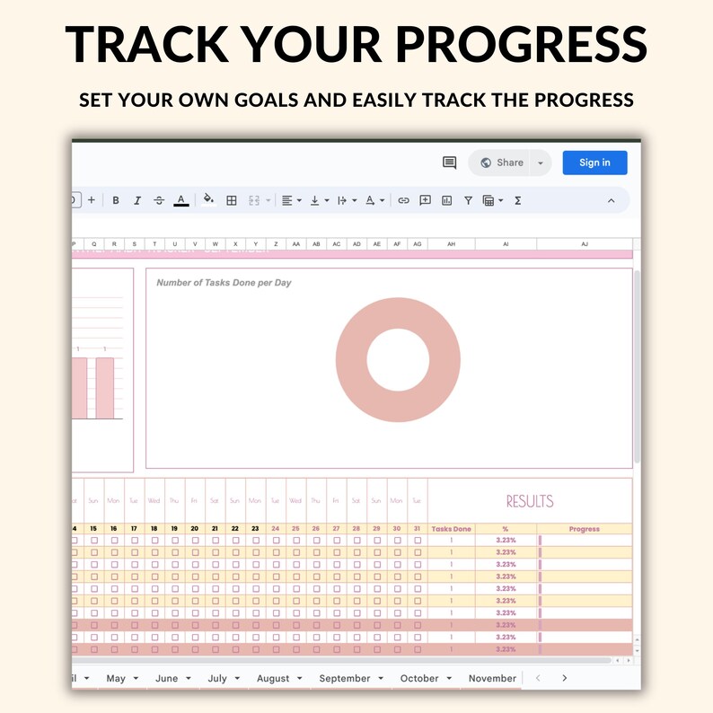 Habit Tracker Spreadsheet, Google Sheets Excel Template Daily Habit ...