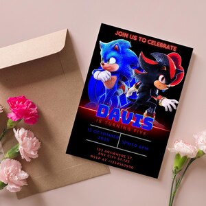 Sonic Birthday Invitation, Super Sonic Kids Party Invite, Super Sonic ...