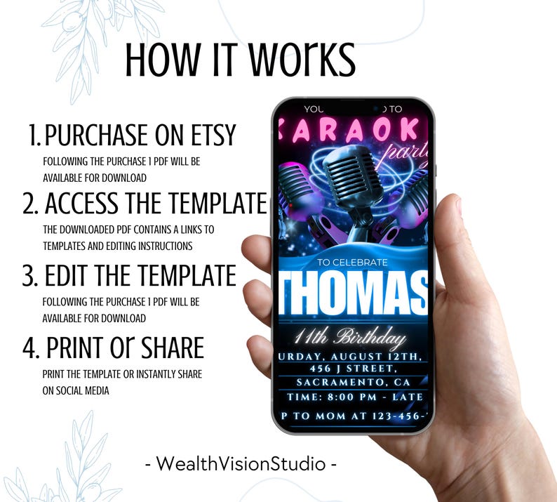 Karaoke Birthday Party Invitation, Singing Music Birthday Party Invite ...