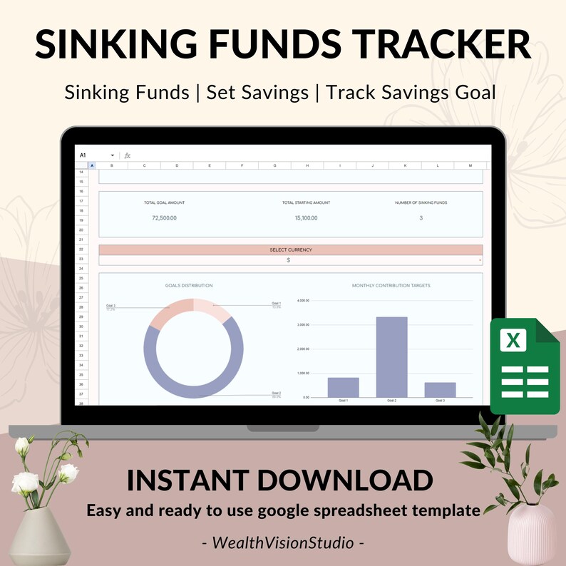 Sinking Funds Tracker Spreadsheet, Google Sheets Savings Tracker ...