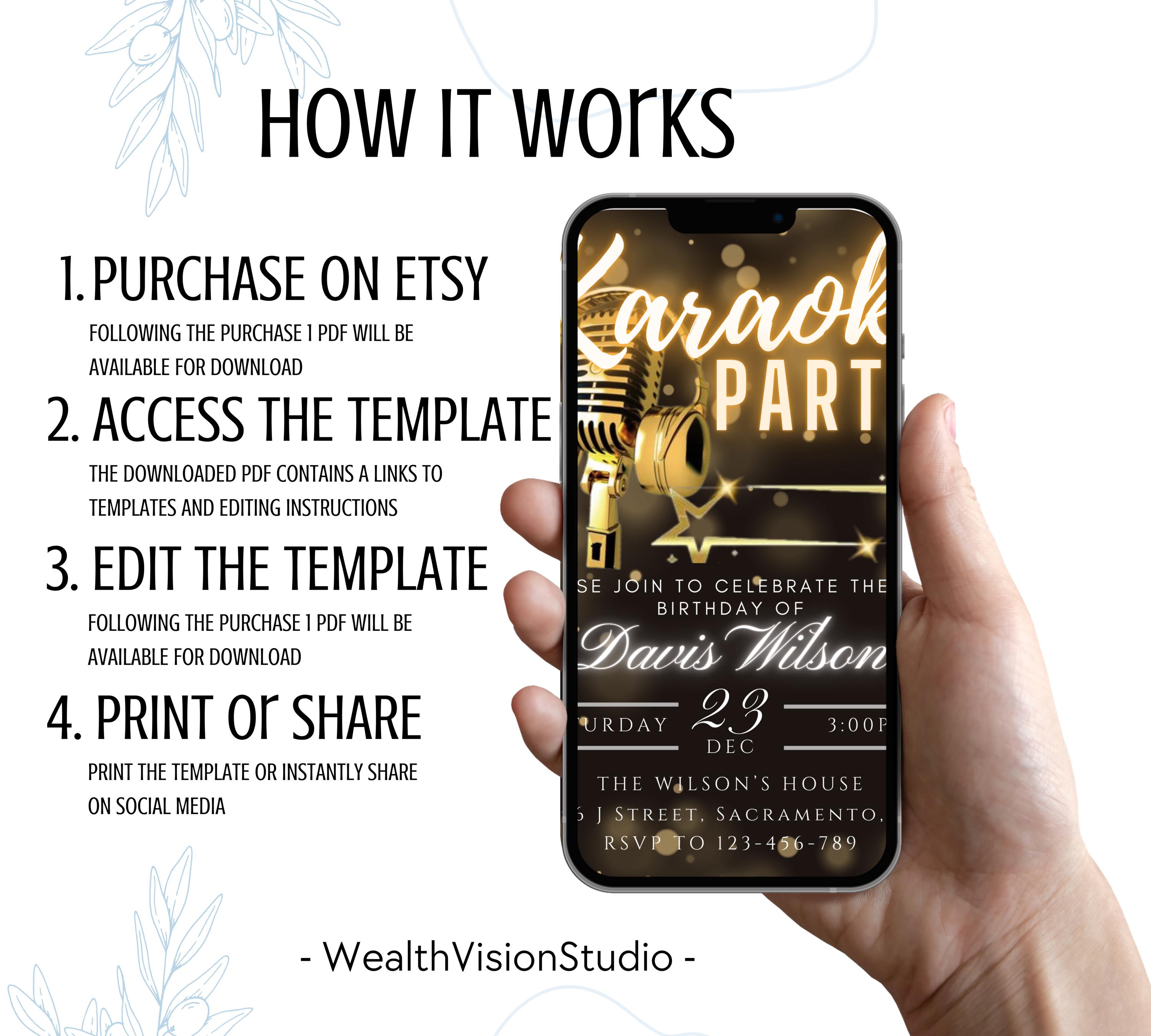 Karaoke Birthday Party Invitation, Singing, Music Birthday Party Invite ...