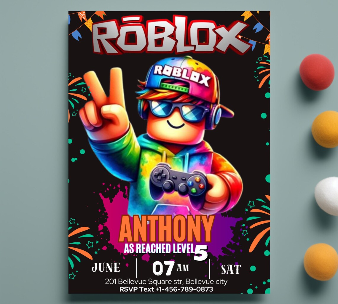 Editable Roblox Invitation, Roblox Invite, Gamer Party Invite, Roblox ...