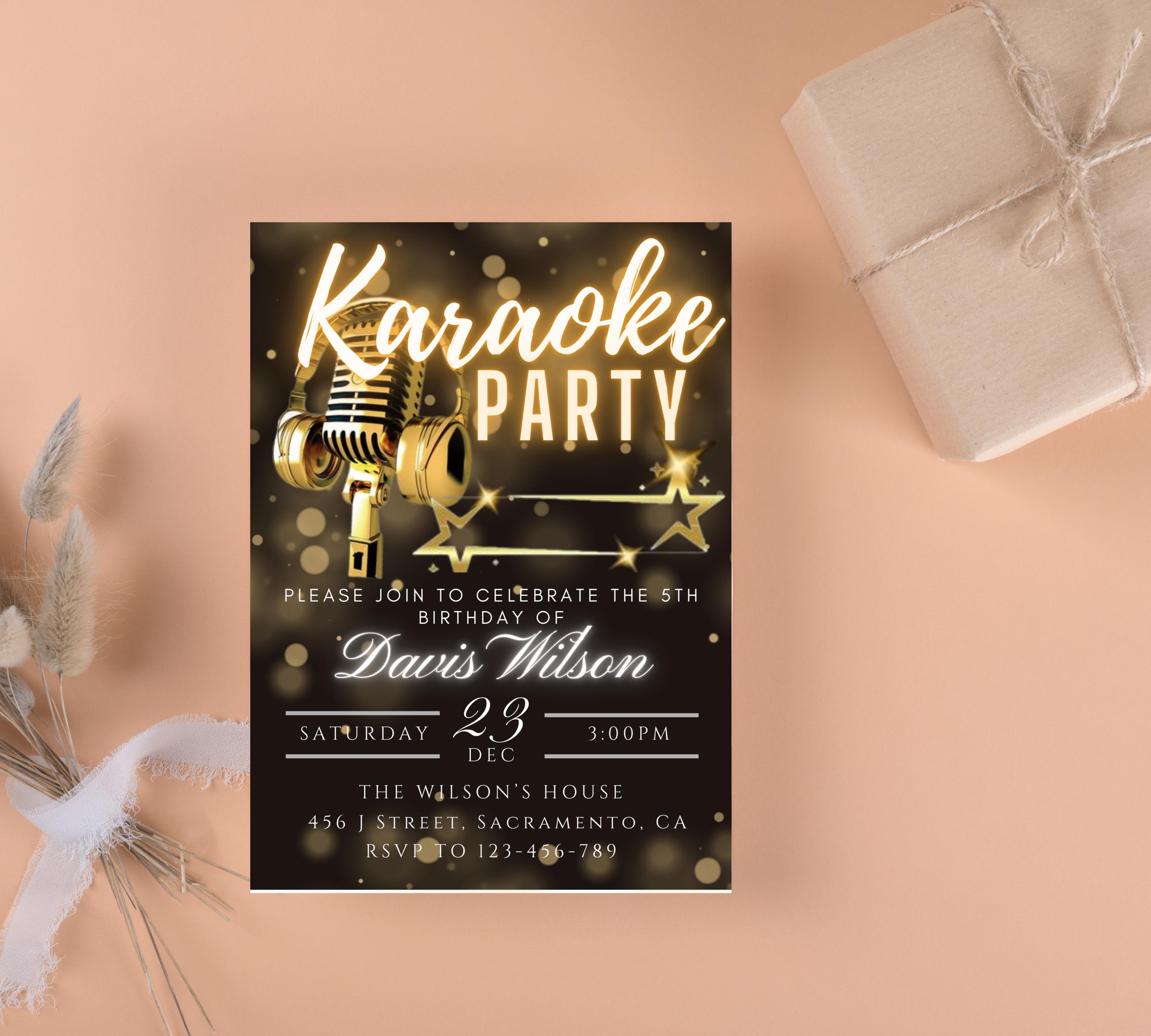 Karaoke Birthday Party Invitation, Singing, Music Birthday Party Invite ...