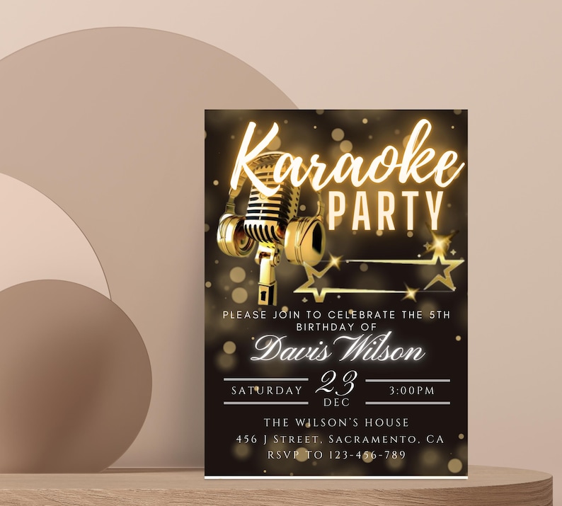 Karaoke Birthday Party Invitation, Singing, Music Birthday Party Invite ...