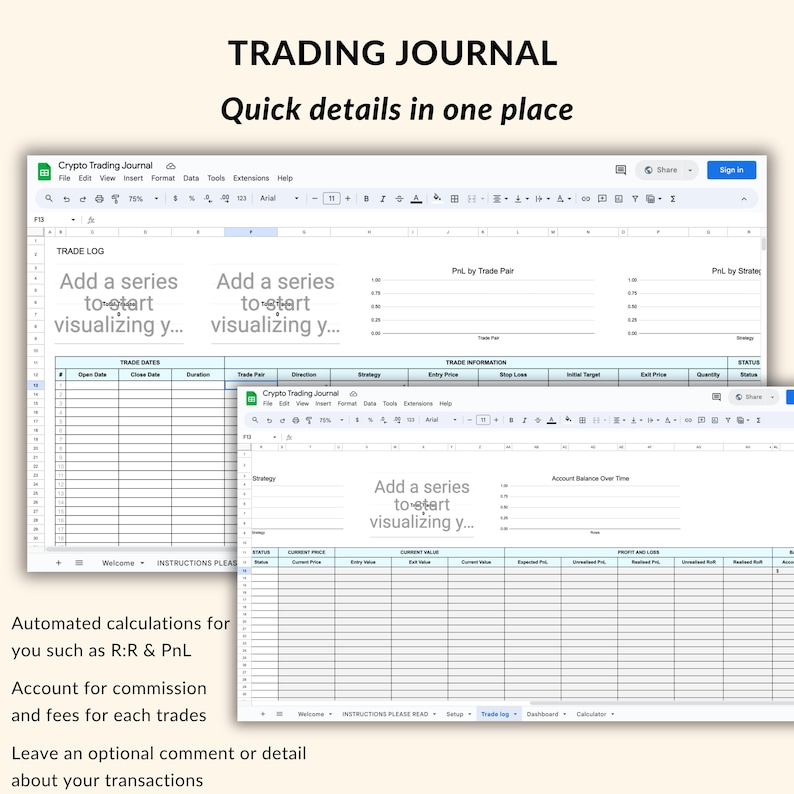 Crypto Trading Journal Spreadsheet, Crypto Google Sheet Trading Journal ...