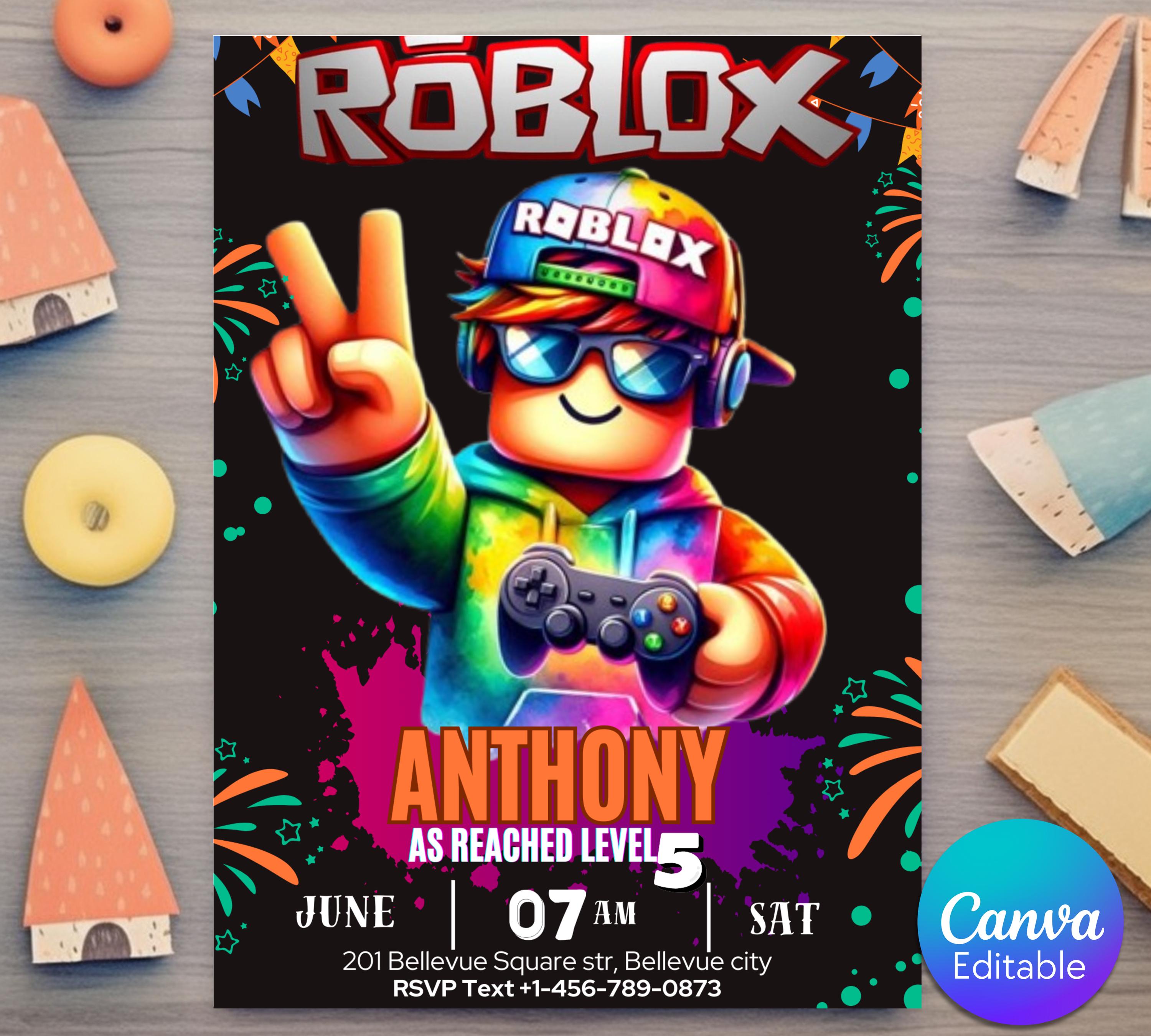 Editable Roblox Invitation, Roblox Invite, Gamer Party Invite, Roblox ...