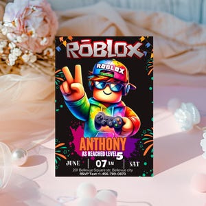 Editable Roblox Invitation, Roblox Invite, Gamer Party Invite, Roblox ...