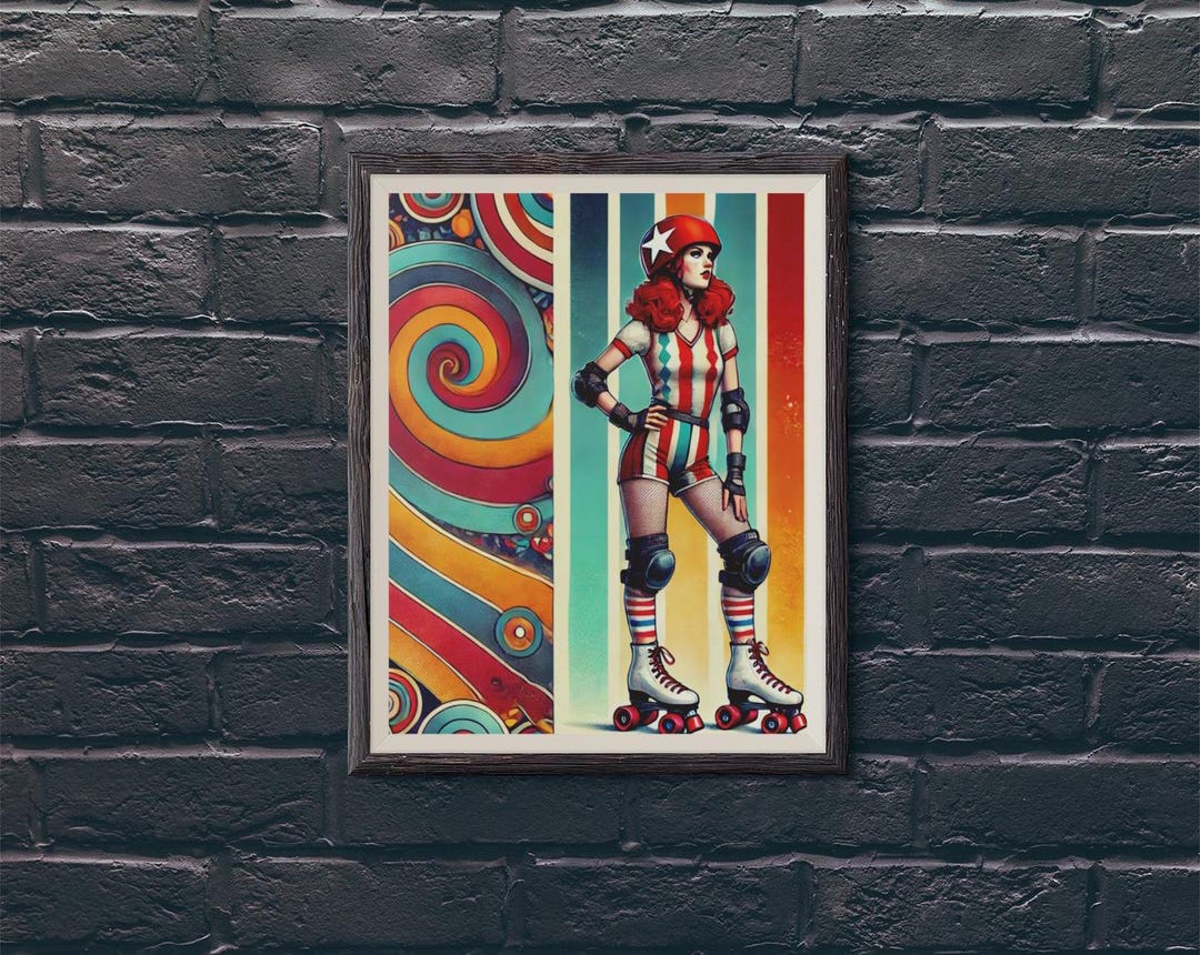 Roller Derby Poster Vibrant Wall Art for Skaters, Unique Roller Derby ...