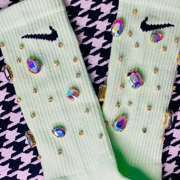 Rhinestone Socks - Etsy