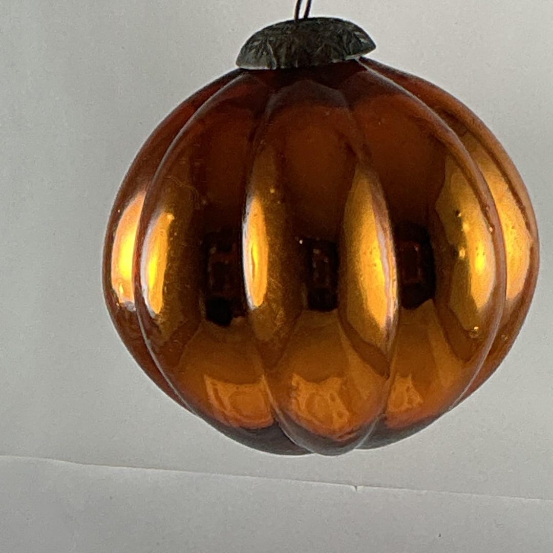 Kugel Style Orange Pumpkin Shape Heavy Glass 4" Ornament Vintage - Etsy