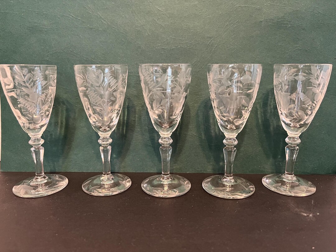 Rock Sharpe-circa 1937 Crystal Cordial Glasses, Etched, Pattern 2011-1 ...