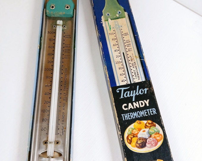 Vintage Mid-century Taylor Candy and Jelly Thermometer, Green Wood ...