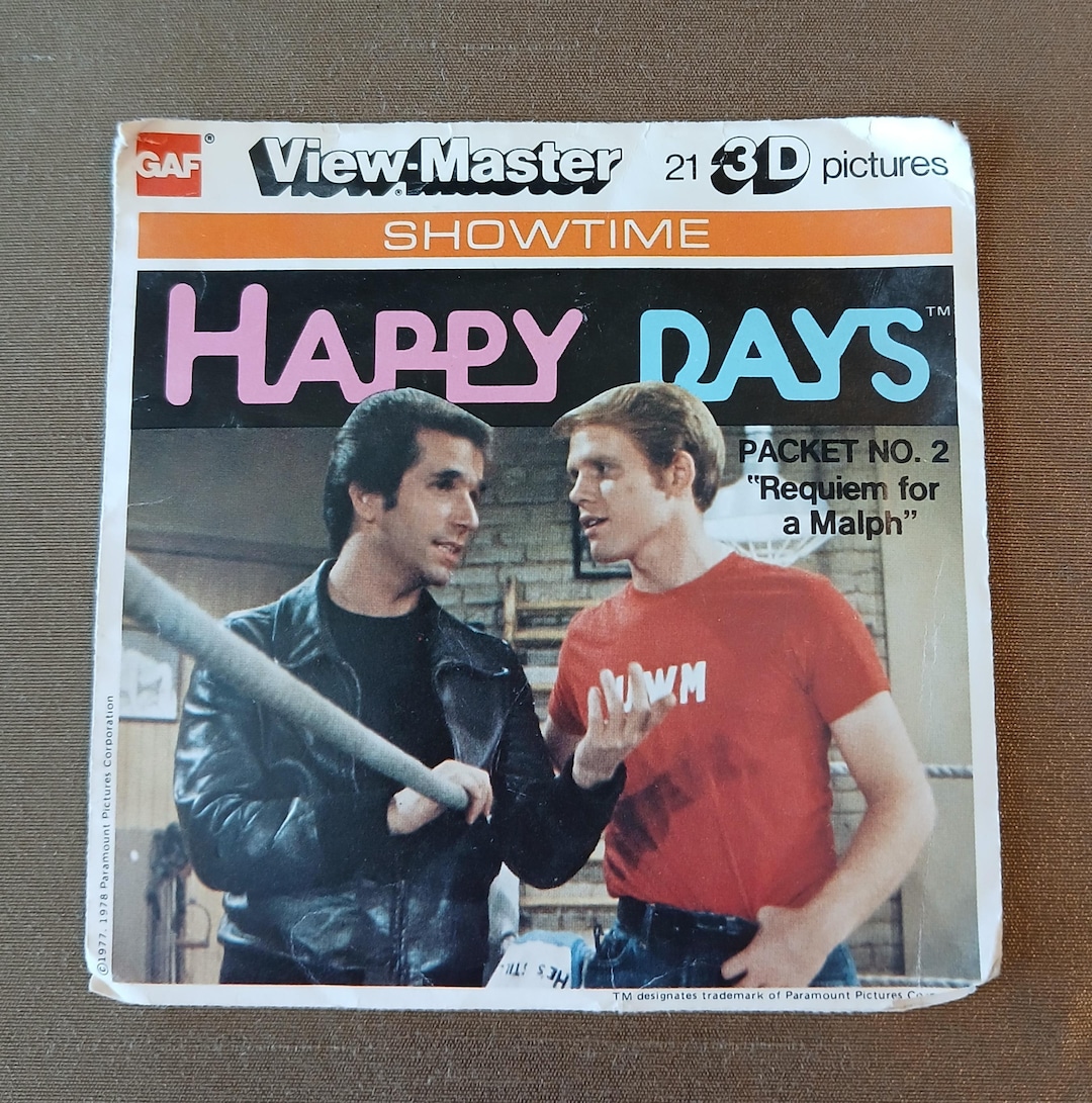1977 GAF View-master 3D Pictures "happy Days" TV Show, 3 Reels, Packet ...
