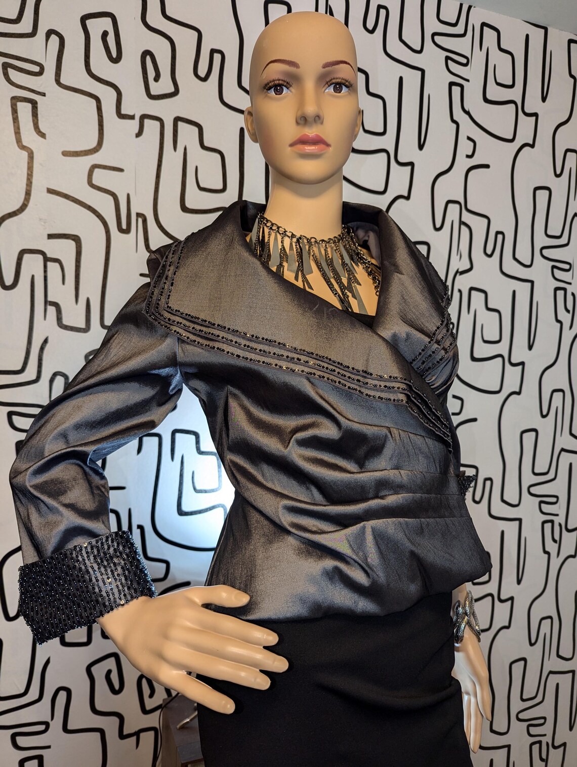 Cosmic Chic: Futuristic Dark Silver Jacket Blouse Sz M/L - Etsy