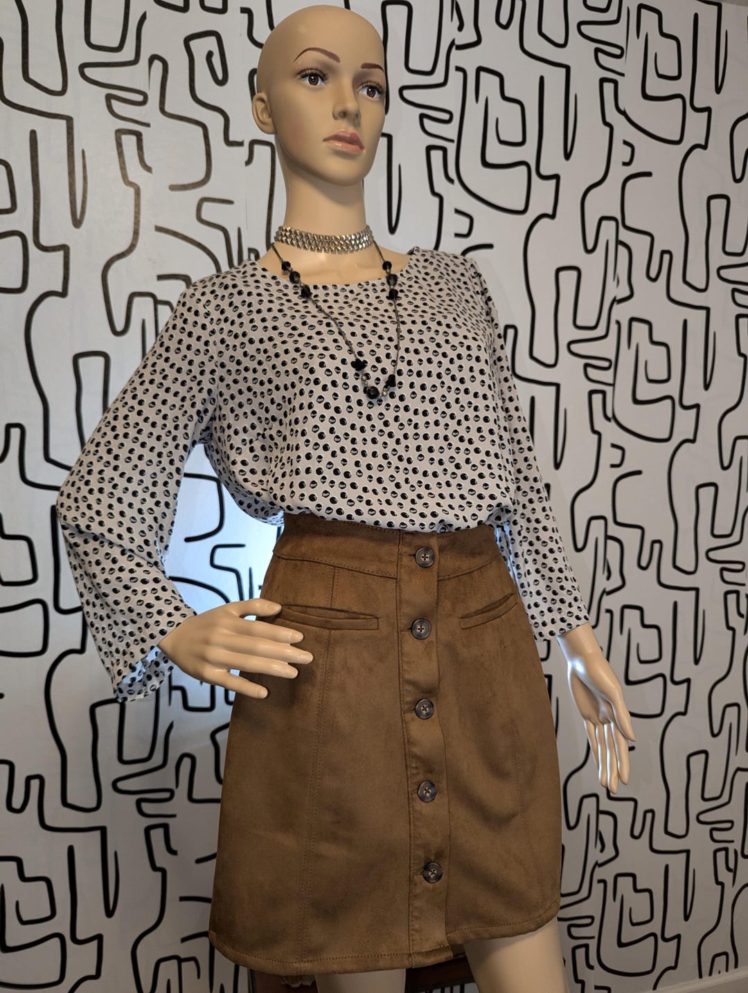 Graphic Allure: Black and White Pattern Blouse Sz M - Etsy