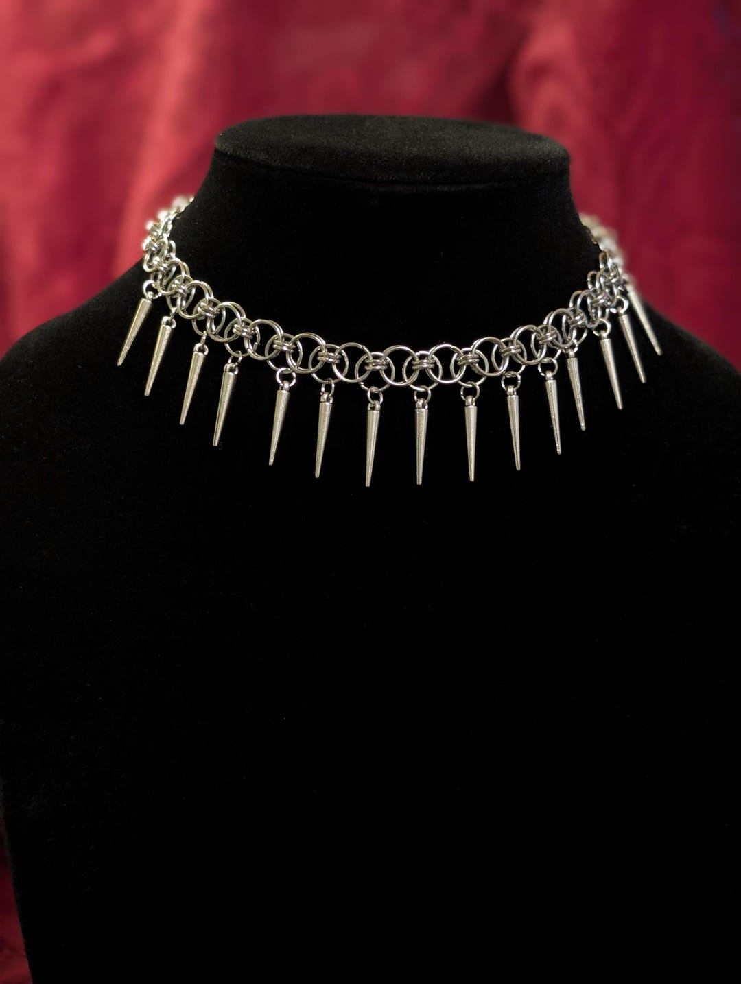 The Thorned Halo: Handcrafted Chainmaille Spike Choker - Etsy