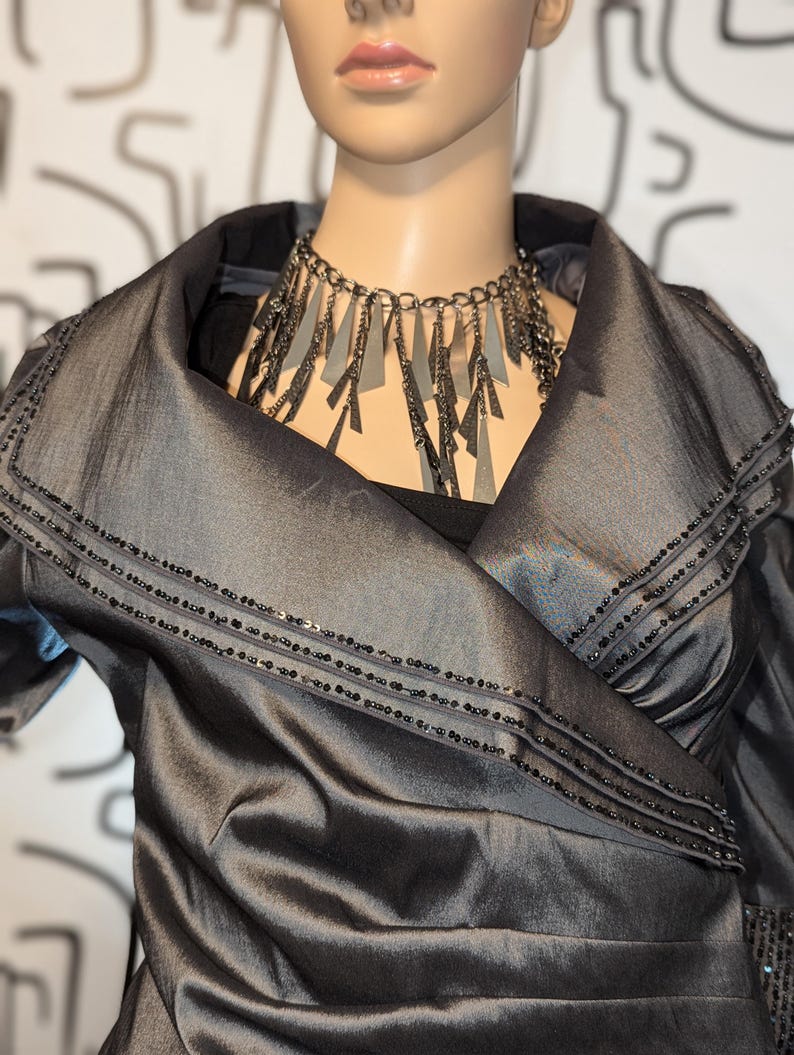 Cosmic Chic: Futuristic Dark Silver Jacket Blouse Sz M/L - Etsy