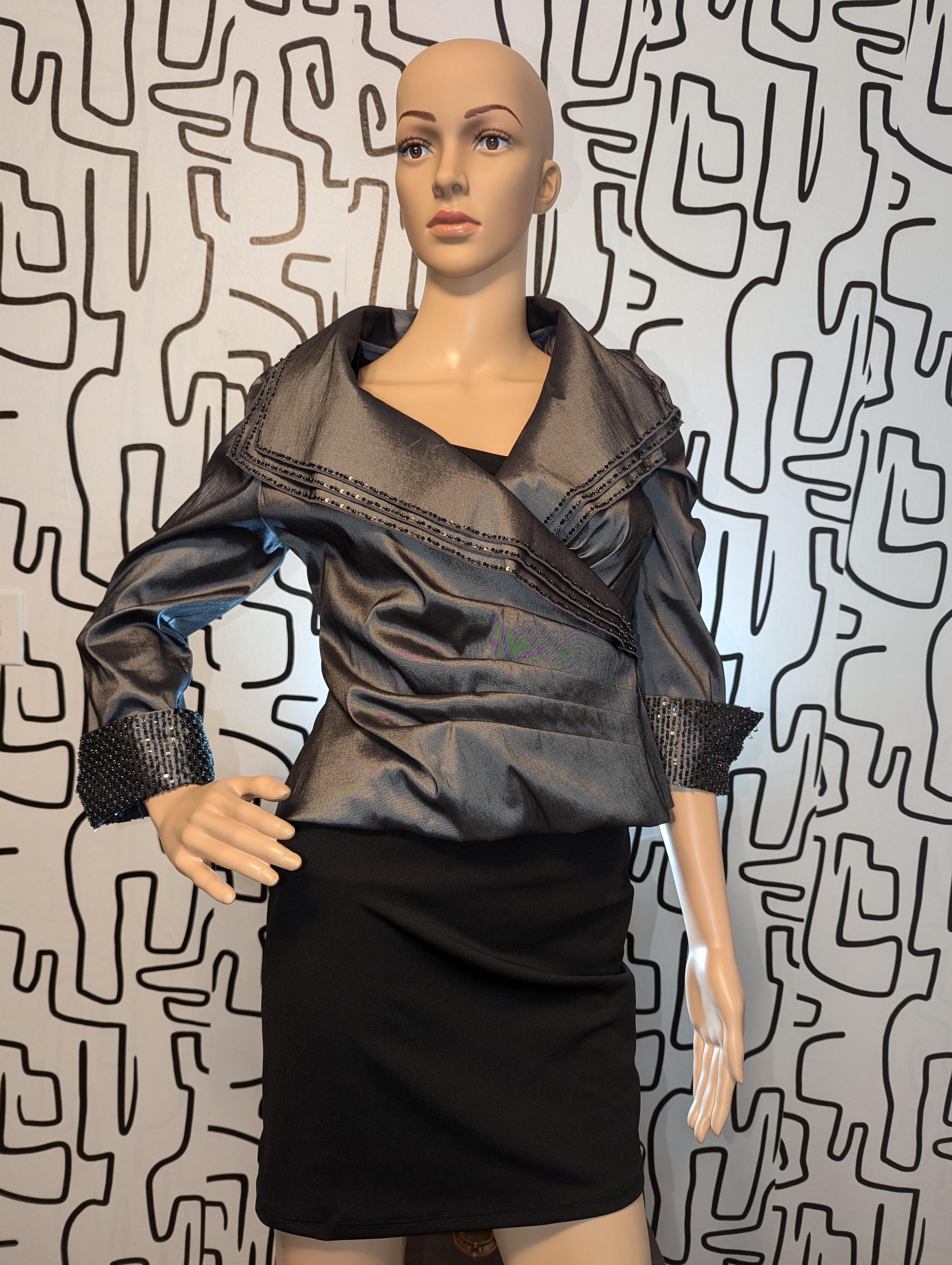 Cosmic Chic: Futuristic Dark Silver Jacket Blouse Sz M/L - Etsy