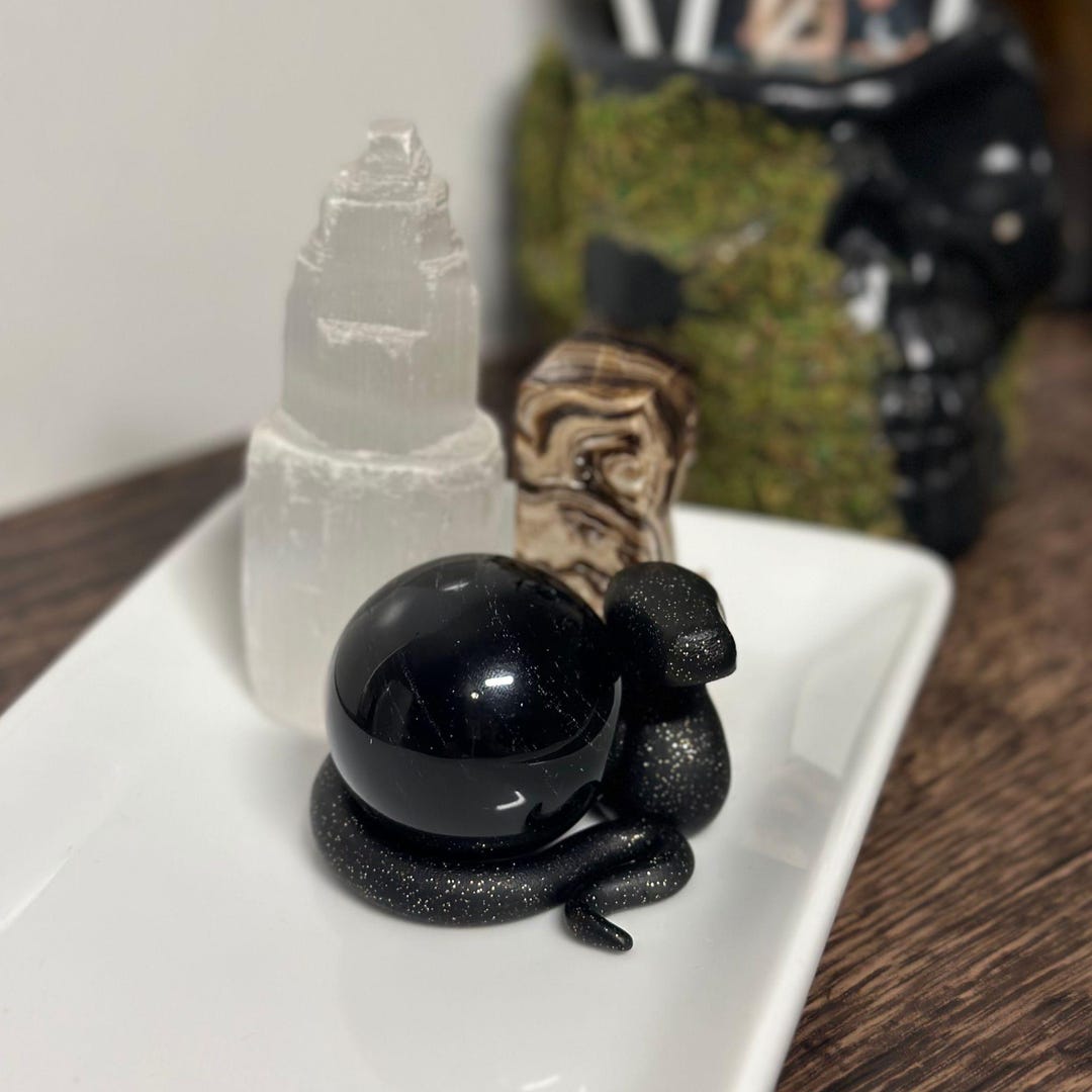 Slithering Stone Keeper: Snake Crystal Holder, Sphere Crystal ...