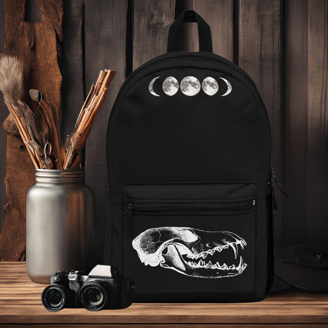 Moon Phases Backpack Skull Backpack Dark Academia Gothic Ethereal - Etsy