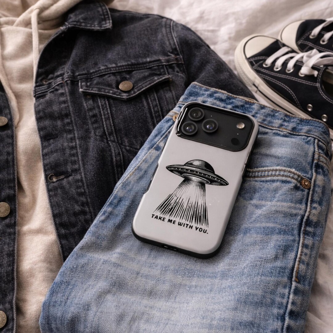 Alien iPhone Case Minimalist Sci-fi Aesthetic, Abduction Art Phone ...