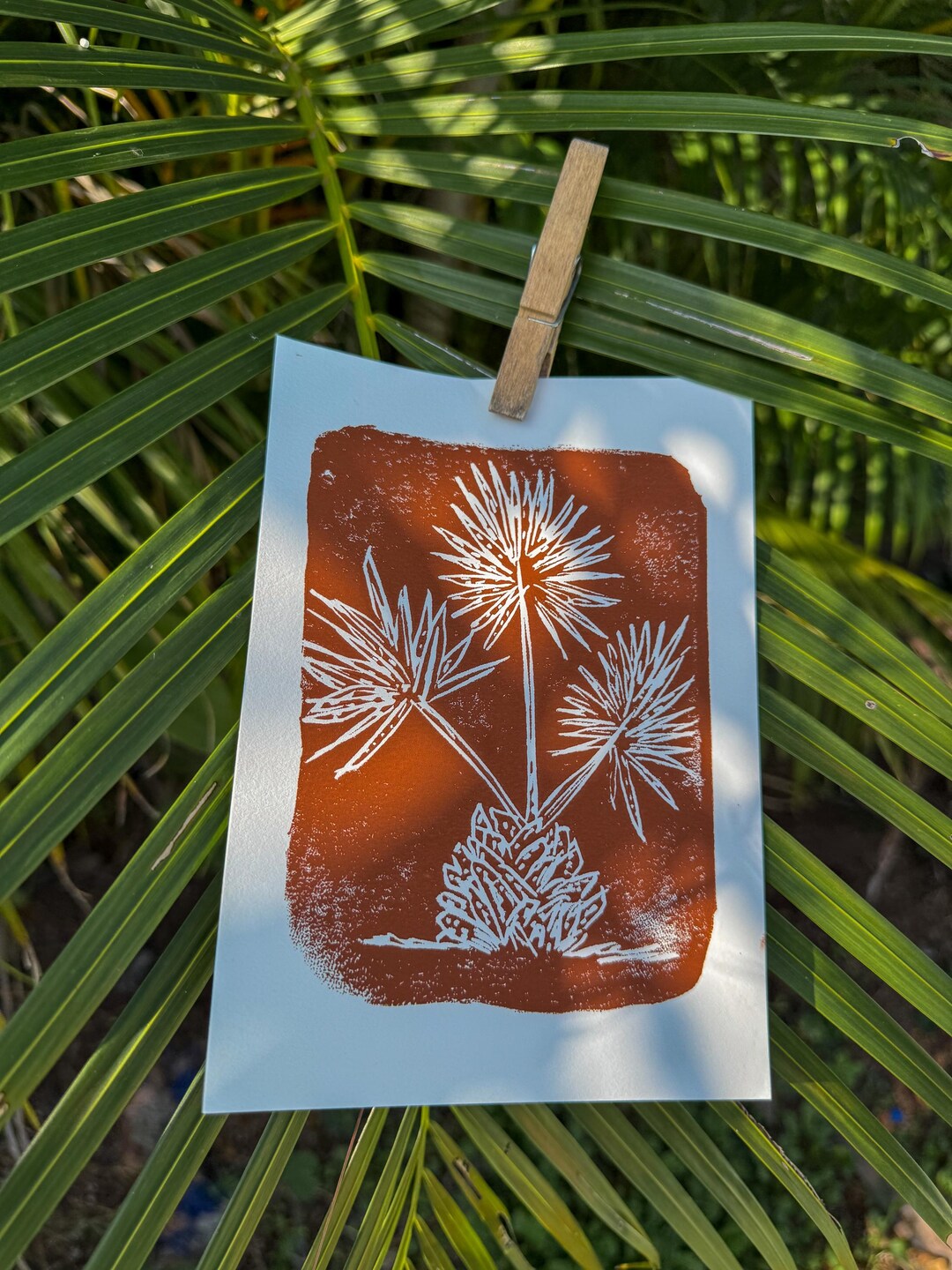 Linocut Palm Tree, Original Art, Linocut, Linocut Print, Palm Tree Art ...
