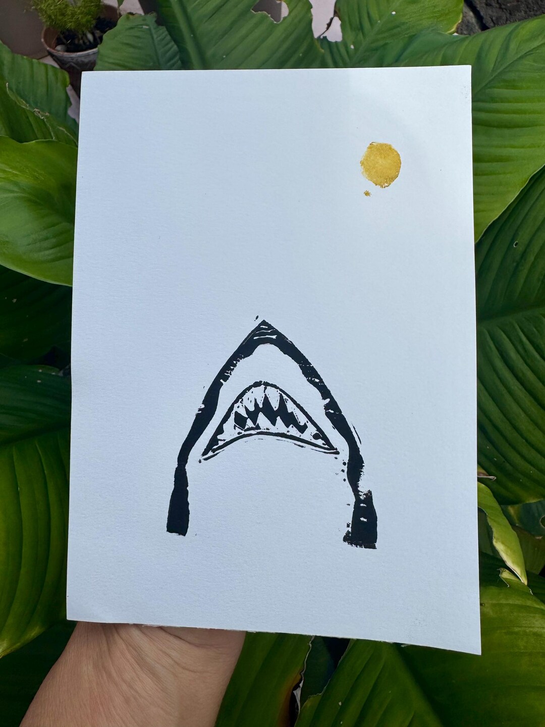 Shark Linocut, Original Artwork, Handcarved, Ocean Art, Minimalist Art ...