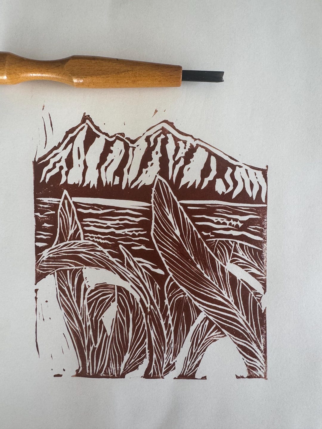 Hawaii Linocut, Koolau, Mountains, Nature Linocut, Linocut Art Print ...