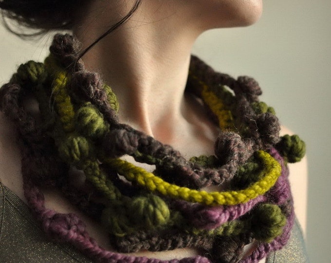 Fiber Art Jewelry Freeform Crochet Fiber Necklace Multistrand Statement ...
