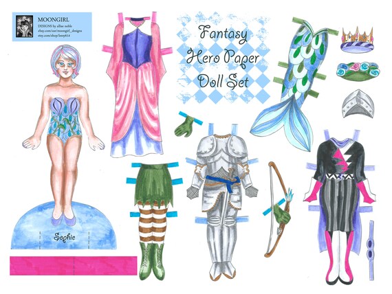 Hand Drawn Paper Doll Set Printable Digital Download Sophie | Etsy ...