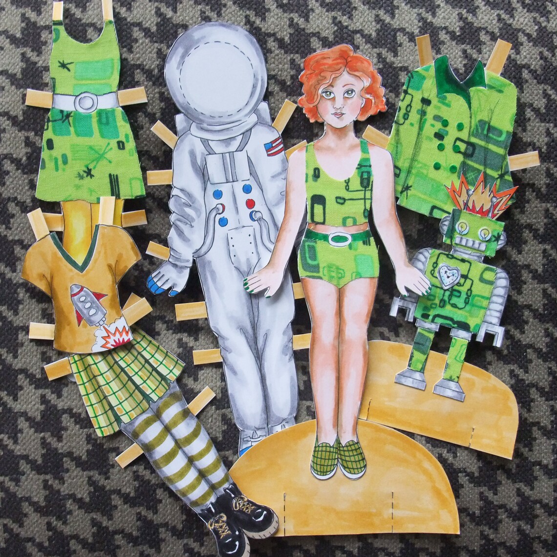 Hand Drawn Paper Doll Set Printable Digital Download Zooey - Astronaut ...