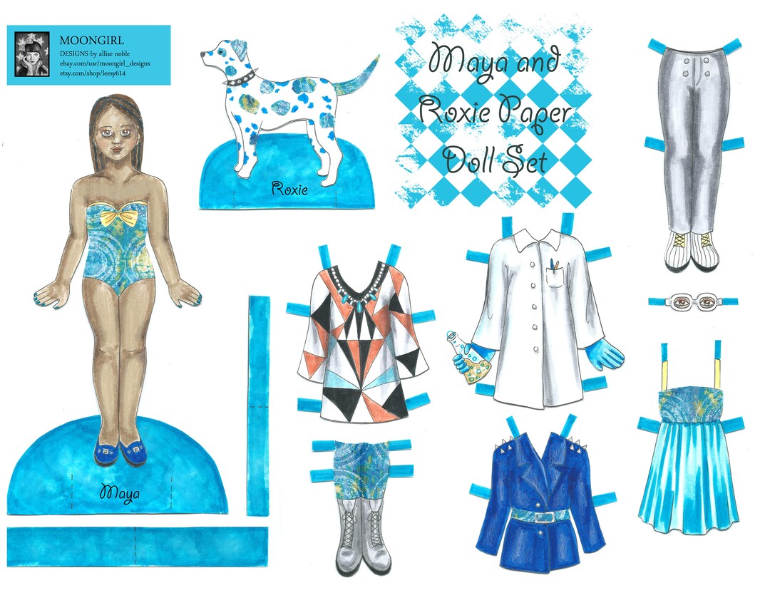 Hand Drawn Paper Doll Set Printable Digital Download Maya - Cute ...