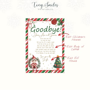 Elf Goodbye Letter Editable in Canva, Digital Download File Custom Kids ...